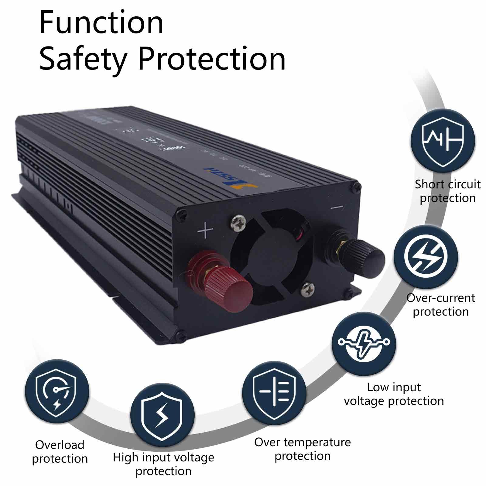 1200W Portable Power Inverter 12V/24V DC to 110V/220V AC for Camping ...